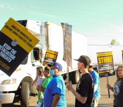 Teamsters Picket San Bernardino Amazon Warehouse Amid Prime Week in ...